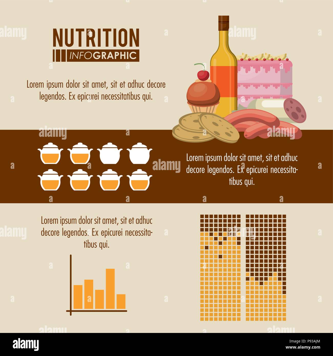 Nutrition and food infographic with statistics and elements vector ...