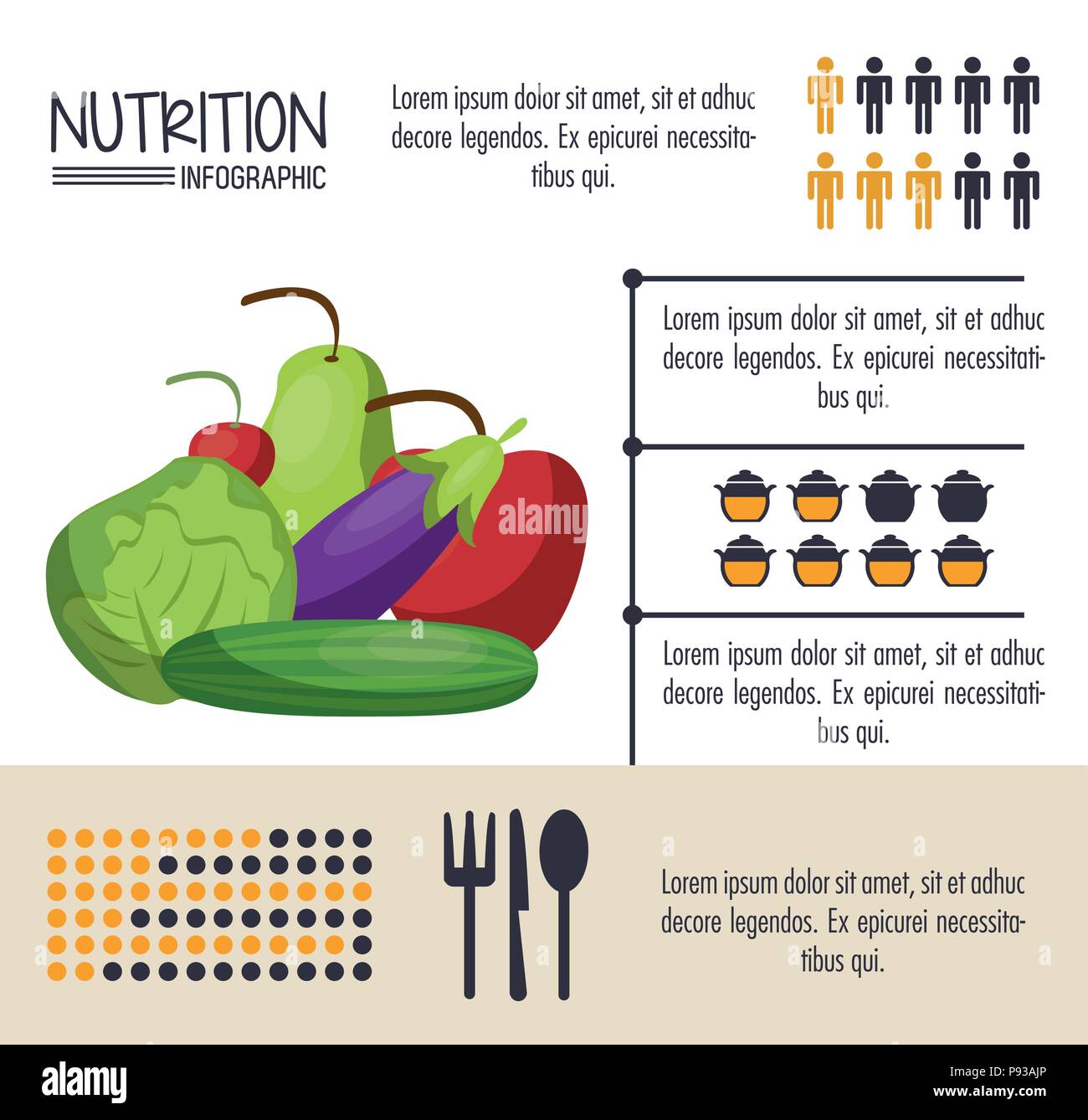 Nutrition and food infographic with statistics and elements vector ...