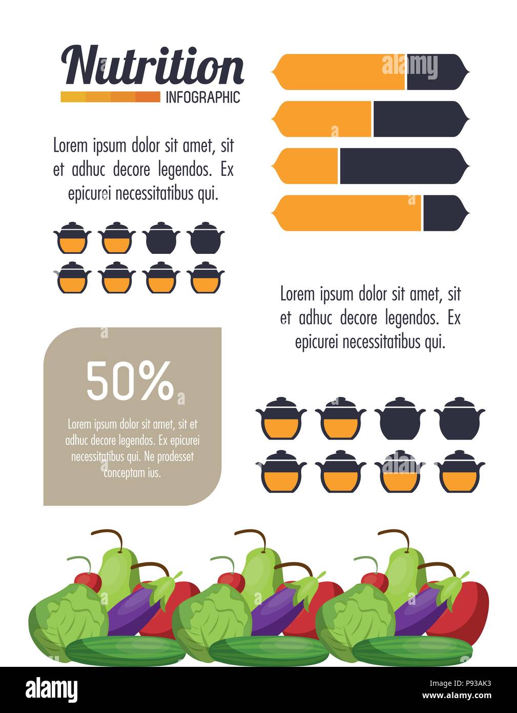 Nutrition and food infographic with statistics and elements vector ...
