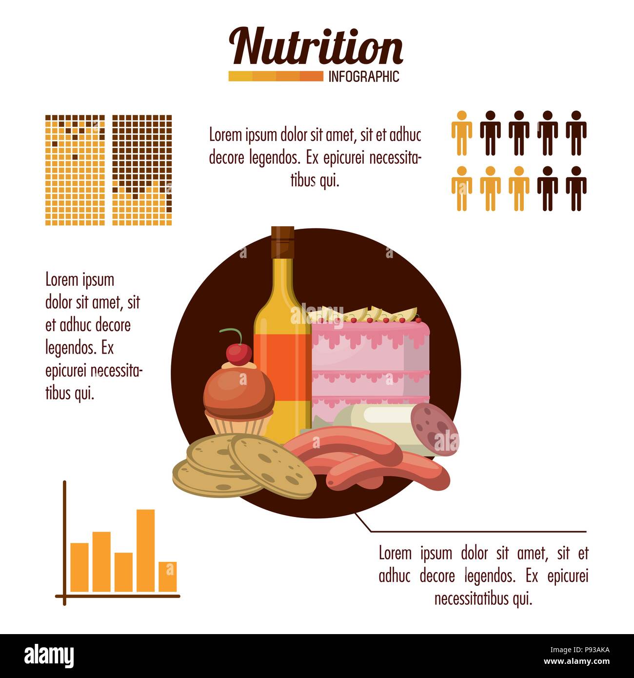 Nutrition and food infographic with statistics and elements vector ...