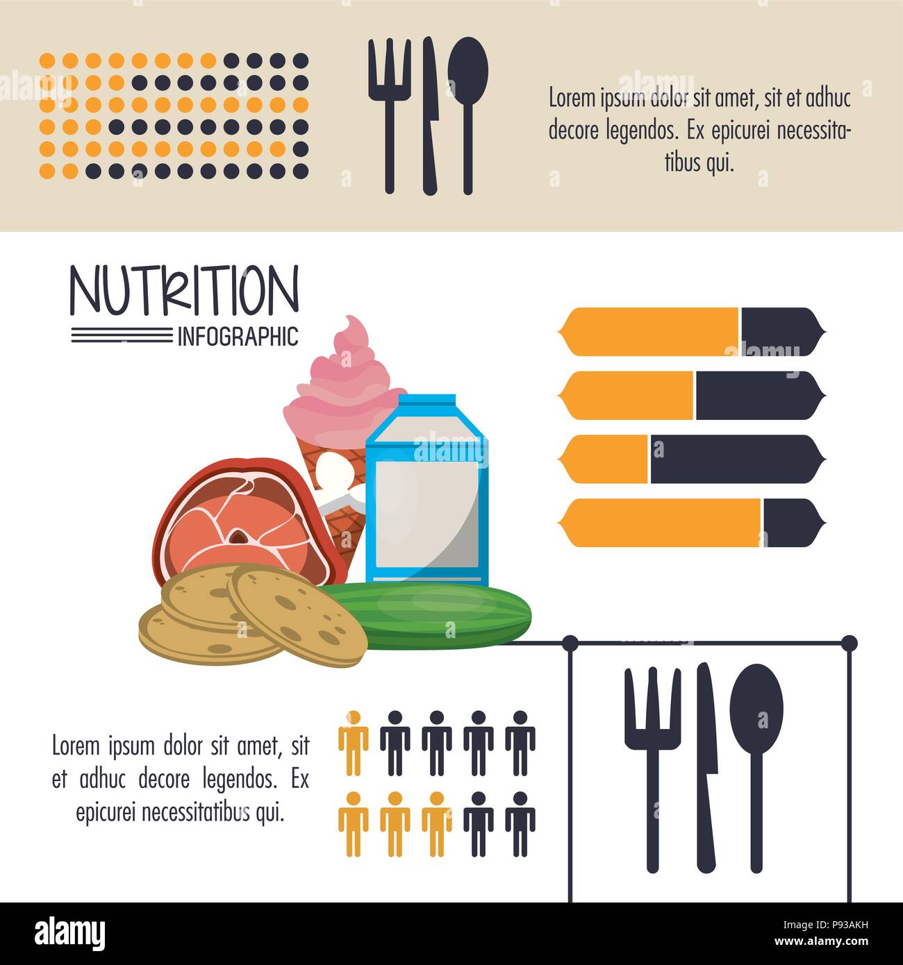 Nutrition and food infographic with statistics and elements vector ...