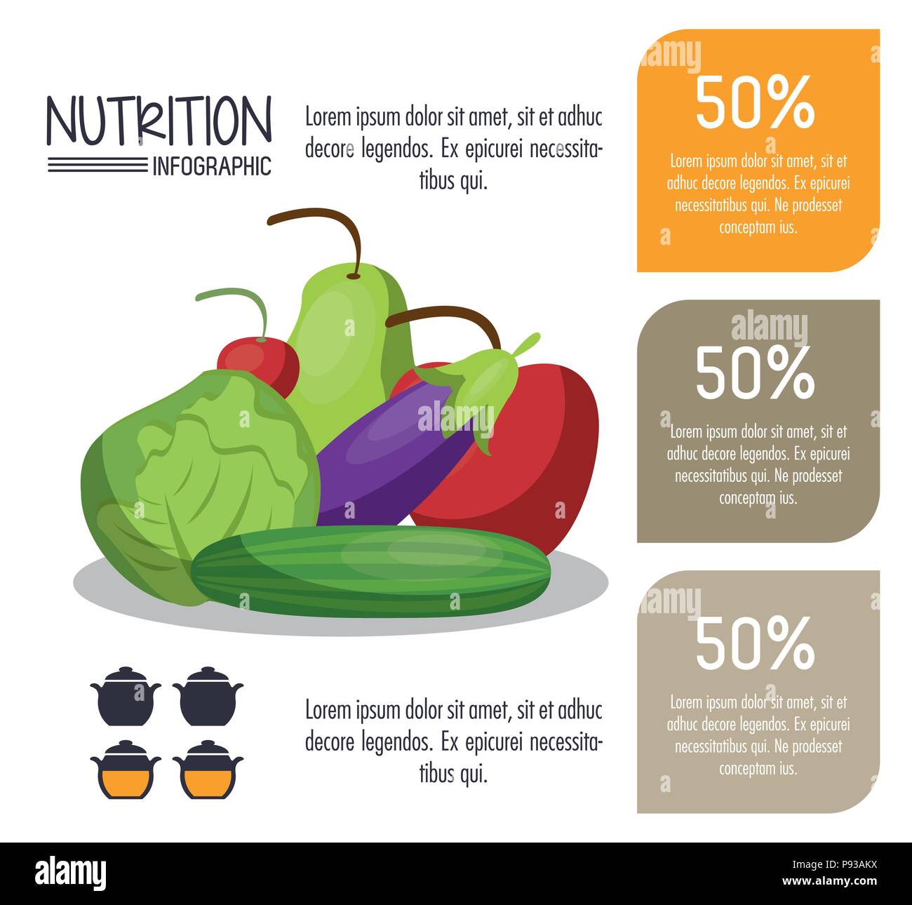 Nutrition and food infographic with statistics and elements vector ...