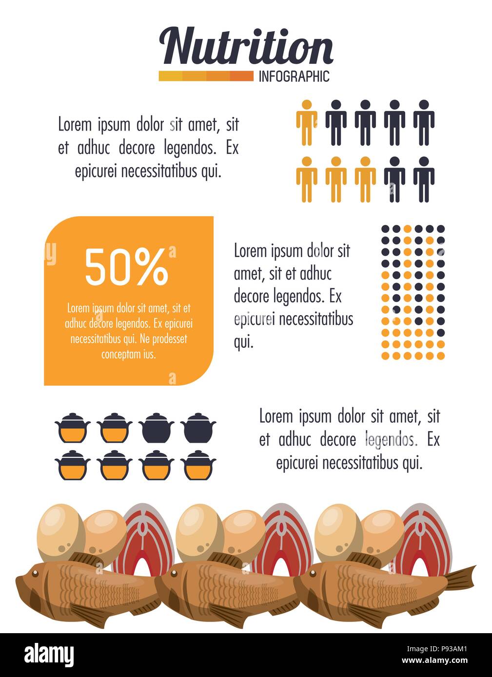 Nutrition and food infographic with statistics and elements vector ...