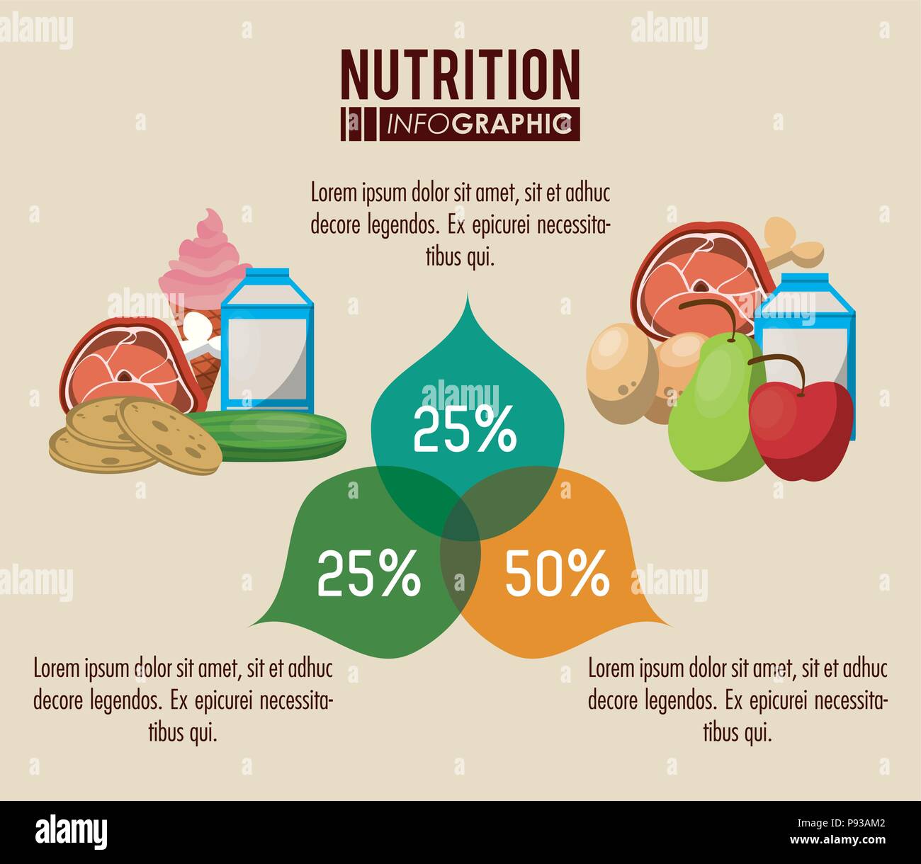Nutrition and food infographic with statistics and elements vector ...