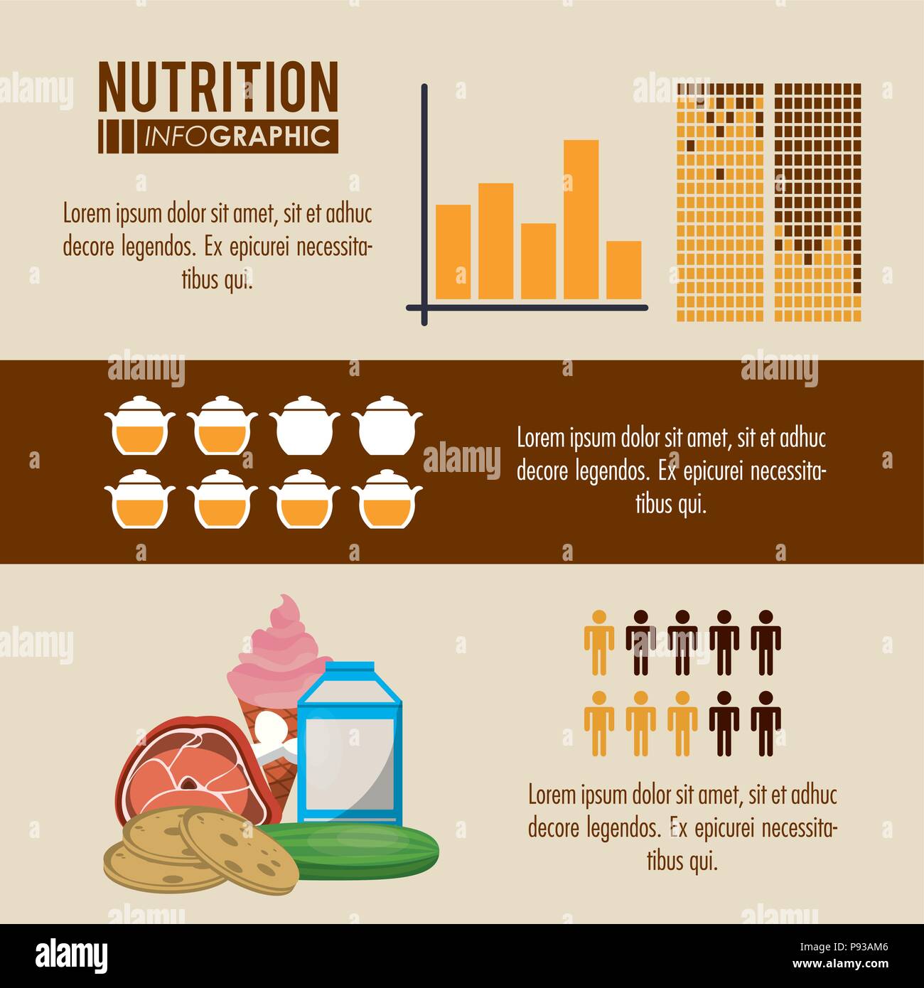 Nutrition and food infographic with statistics and elements vector ...