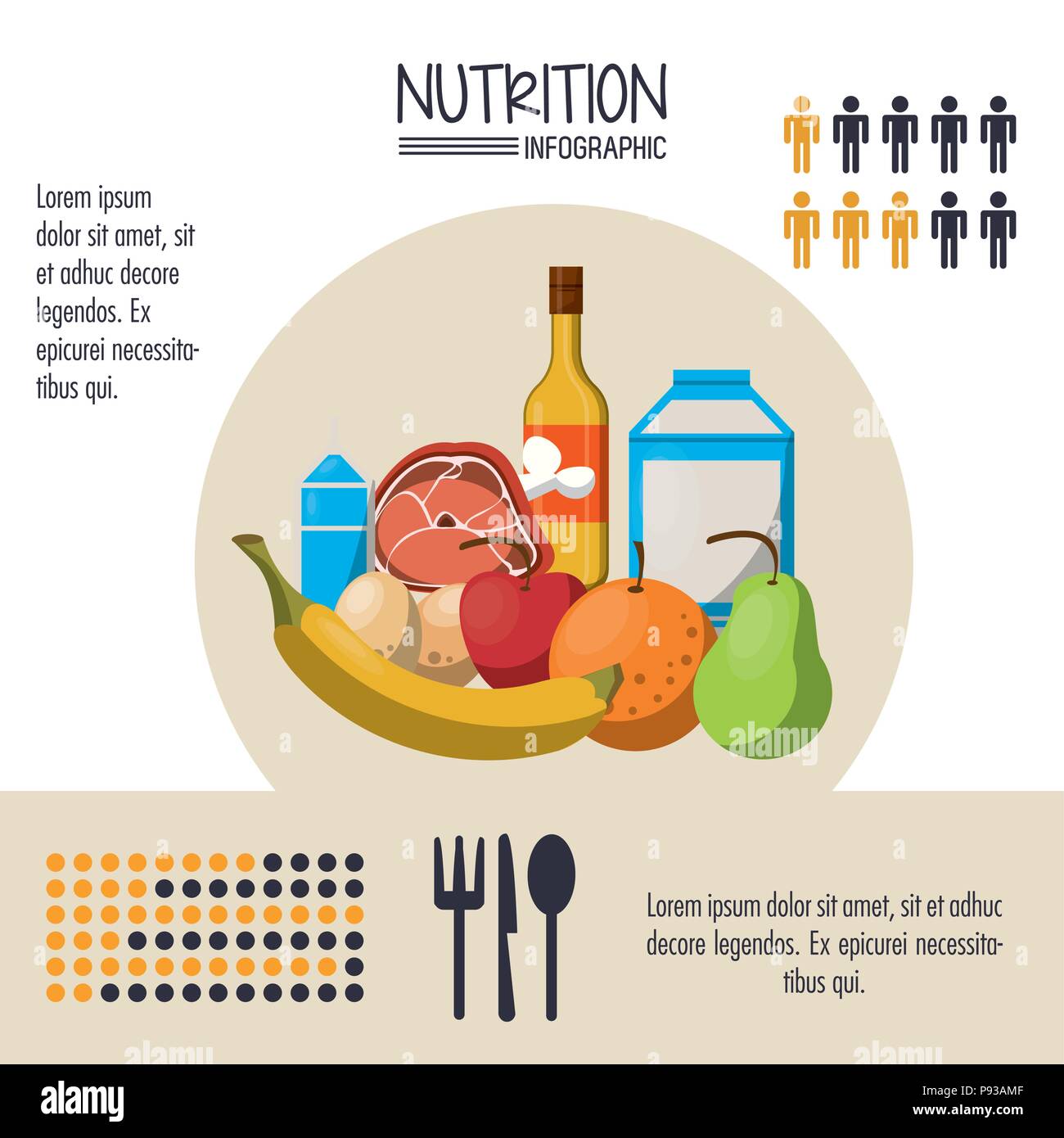 Nutrition and food infographic with statistics and elements vector ...