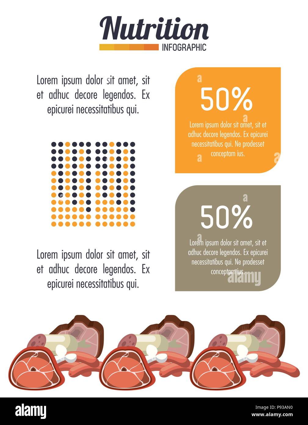 Nutrition and food infographic with statistics and elements vector ...