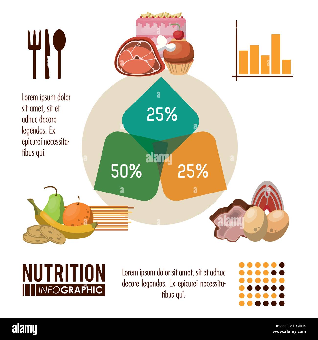 Nutrition and food infographic with statistics and elements vector ...