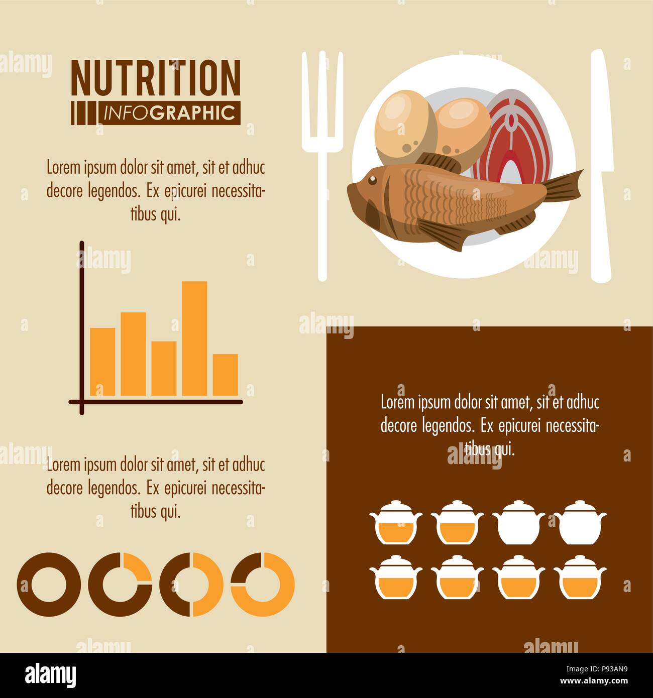 Nutrition and food infographic with statistics and elements vector ...