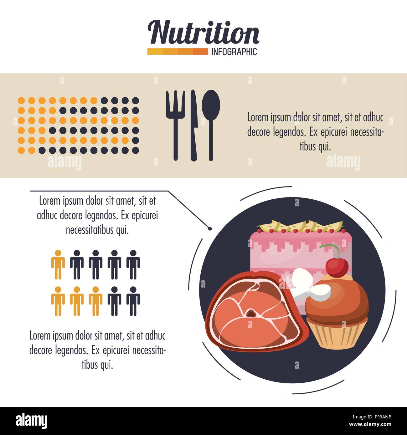 Nutrition and food infographic with statistics and elements vector ...