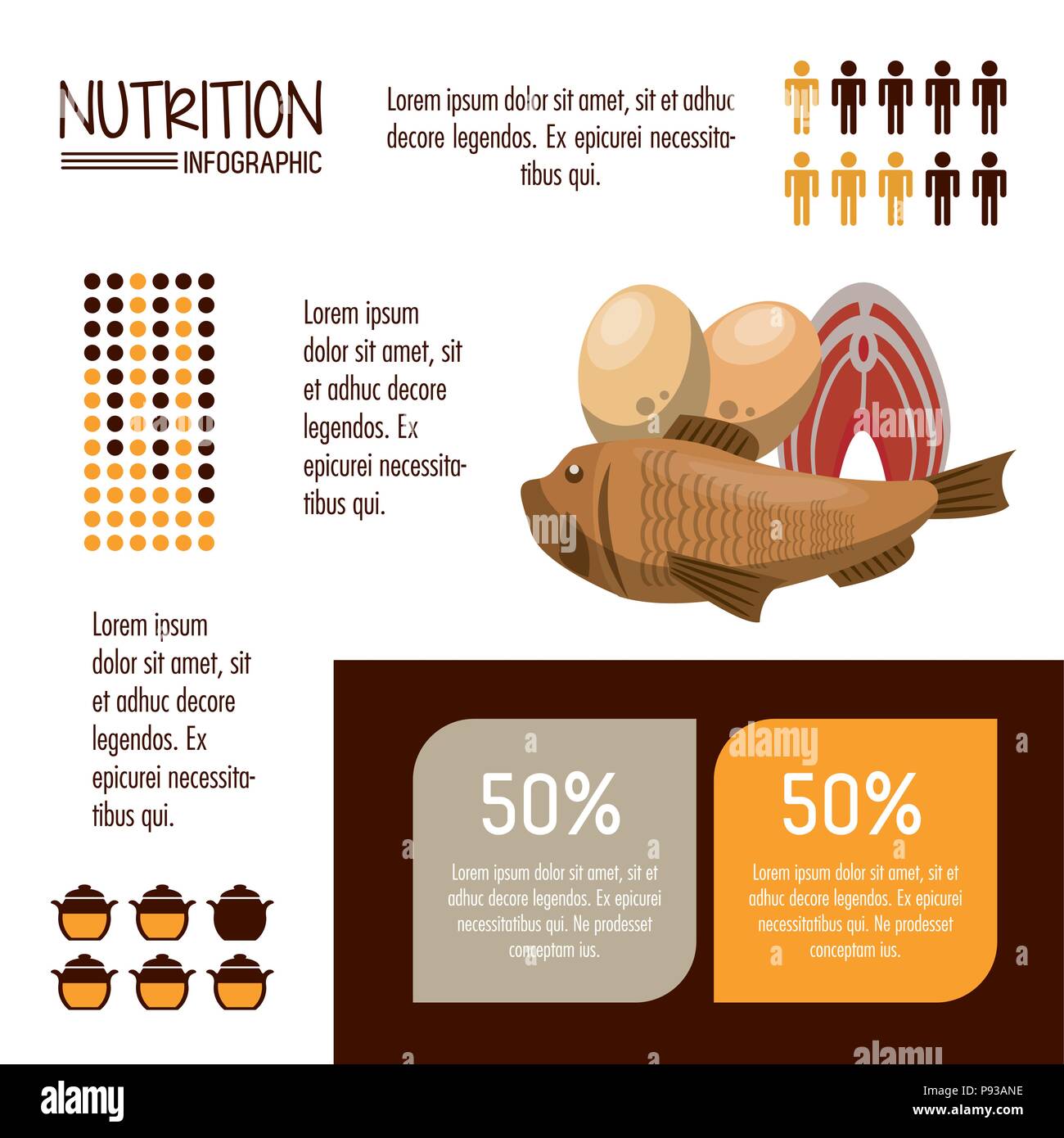 Nutrition and food infographic with statistics and elements vector ...