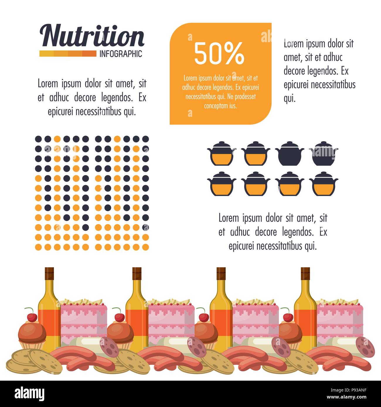 Nutrition and food infographic with statistics and elements vector ...