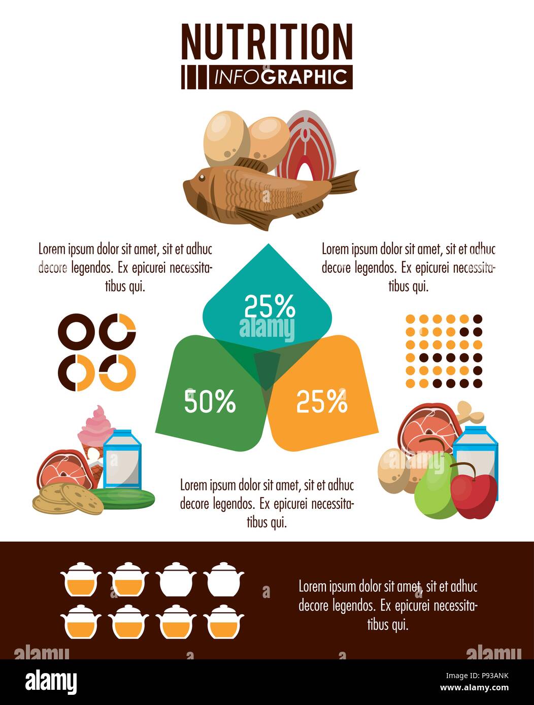 Nutrition and food infographic with statistics and elements vector ...
