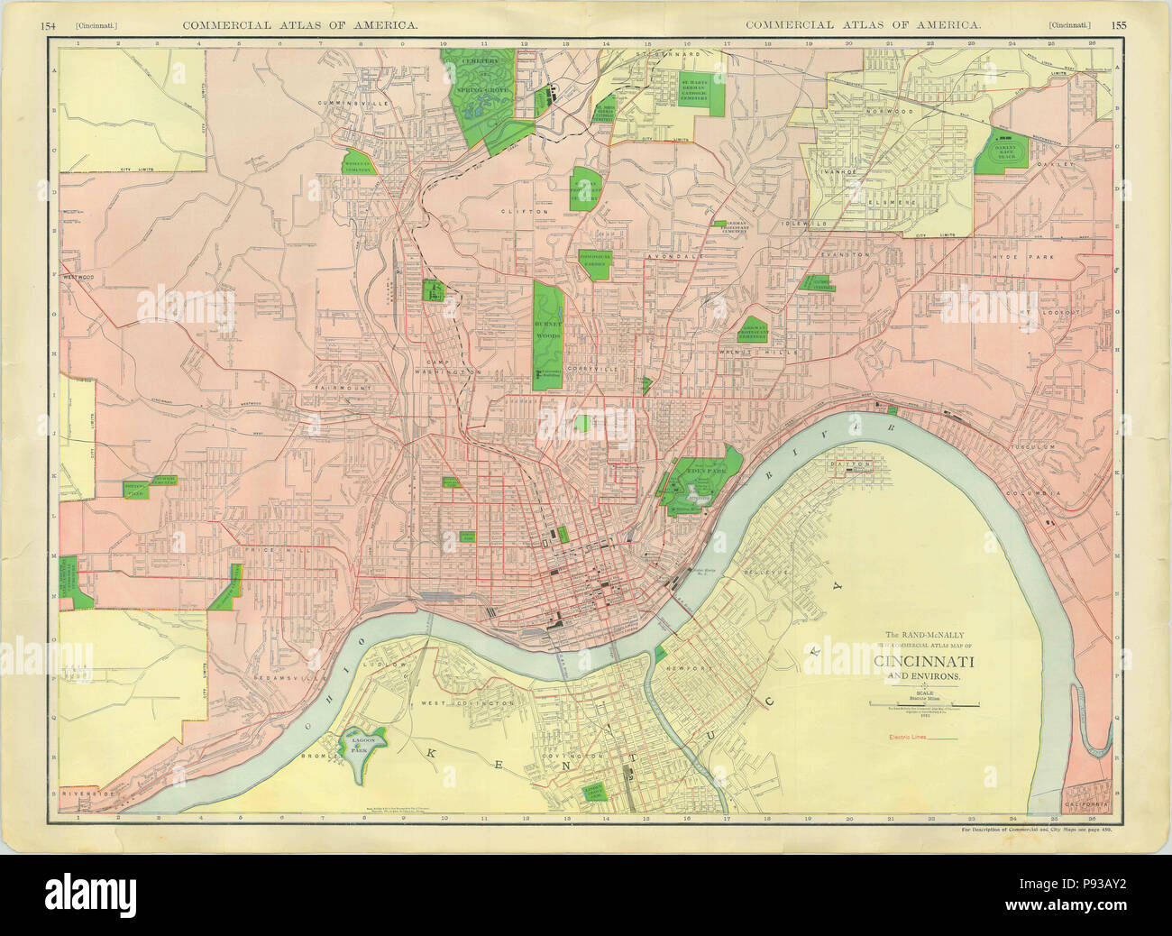 Vintage map of cincinnati hi-res stock photography and images - Alamy