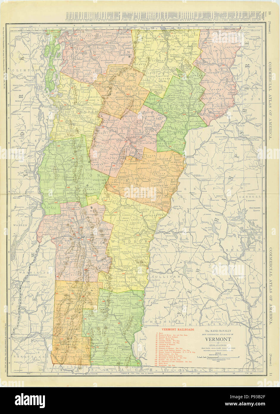 1913 Vermont Map Stock Photo - Alamy
