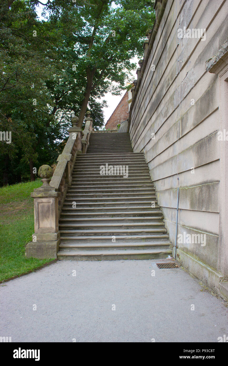 Old castle stairs, path, wall grass and trees Stock Photo - Alamy