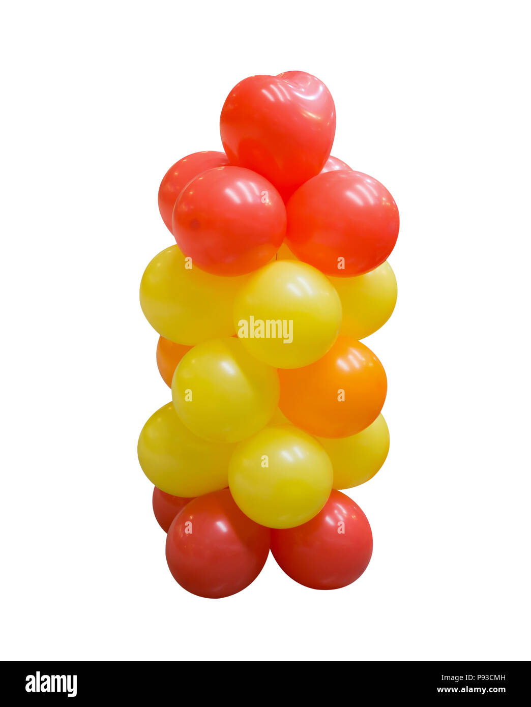 Red and yellow balloons isolated on white background Stock Photo - Alamy