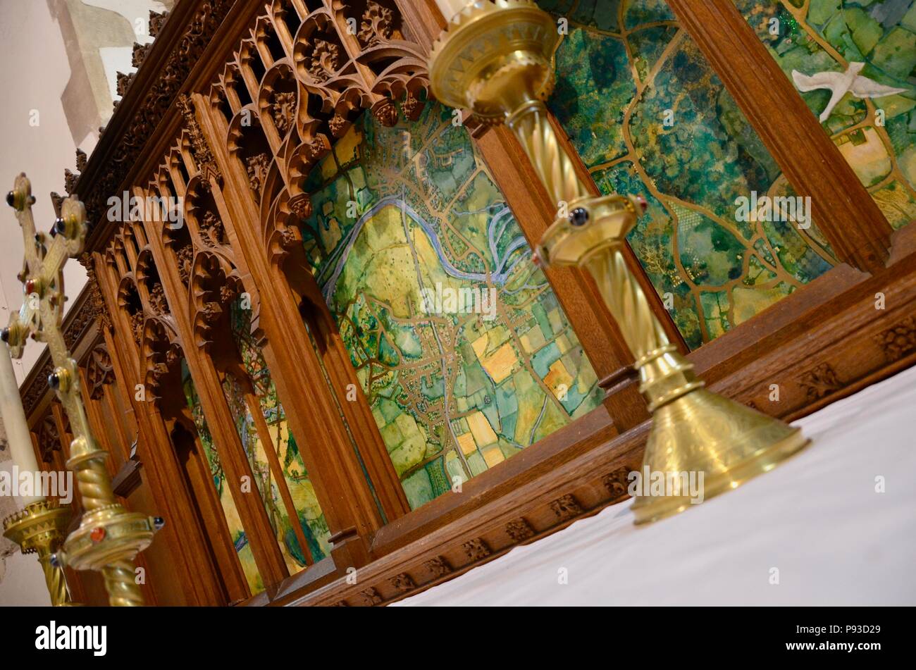 Wooden altar screen with decoration at Holy Trinity Church, Cookham ...