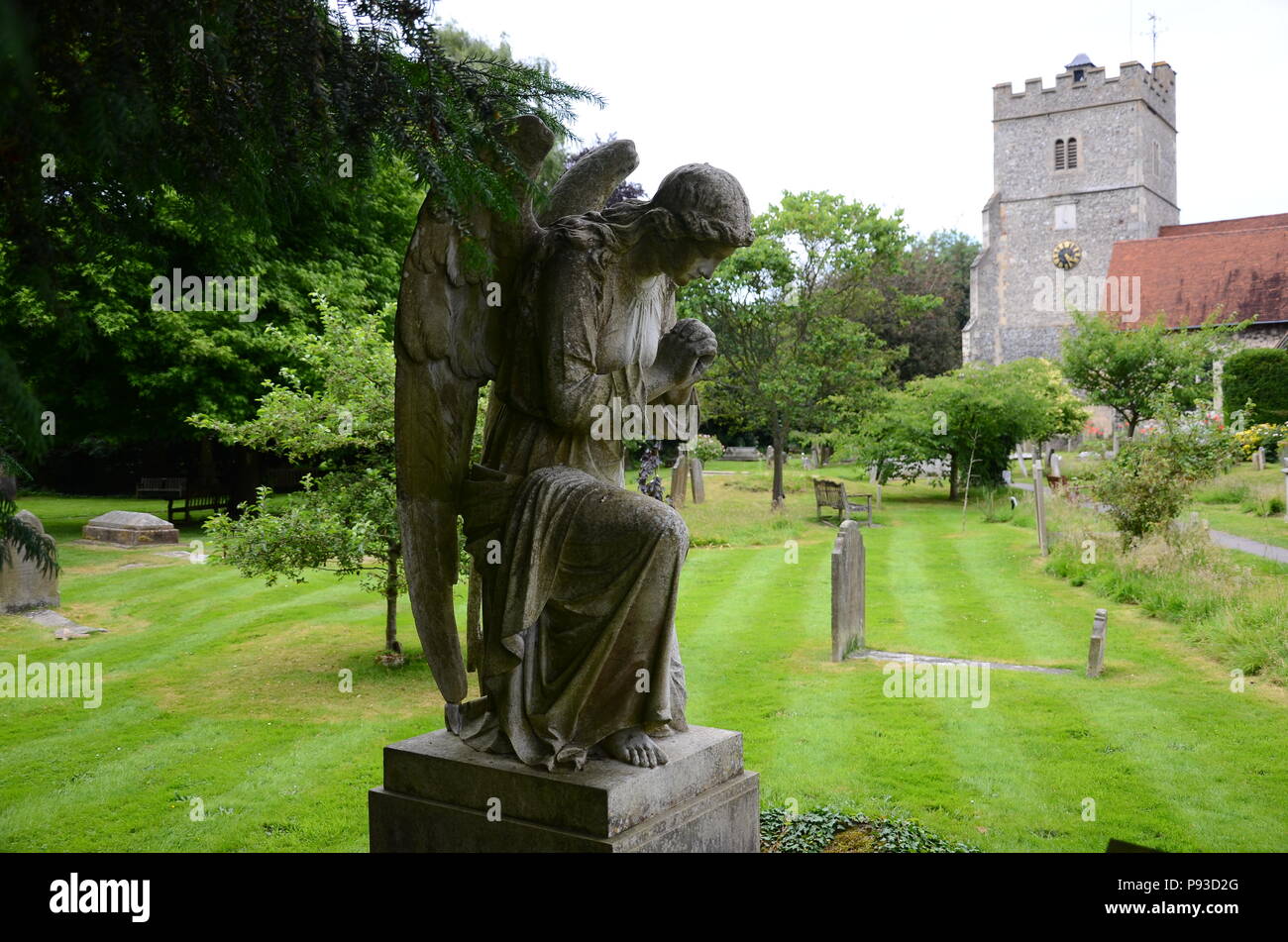 Churchyard of Holy Trinity Church and angel memorial, Cookham ...