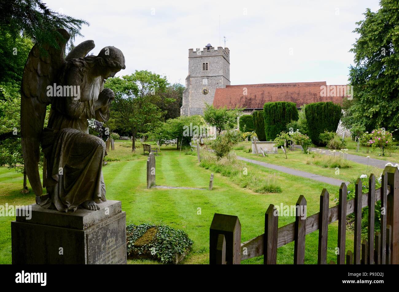 Churchyard of Holy Trinity Church and angel memorial, Cookham ...