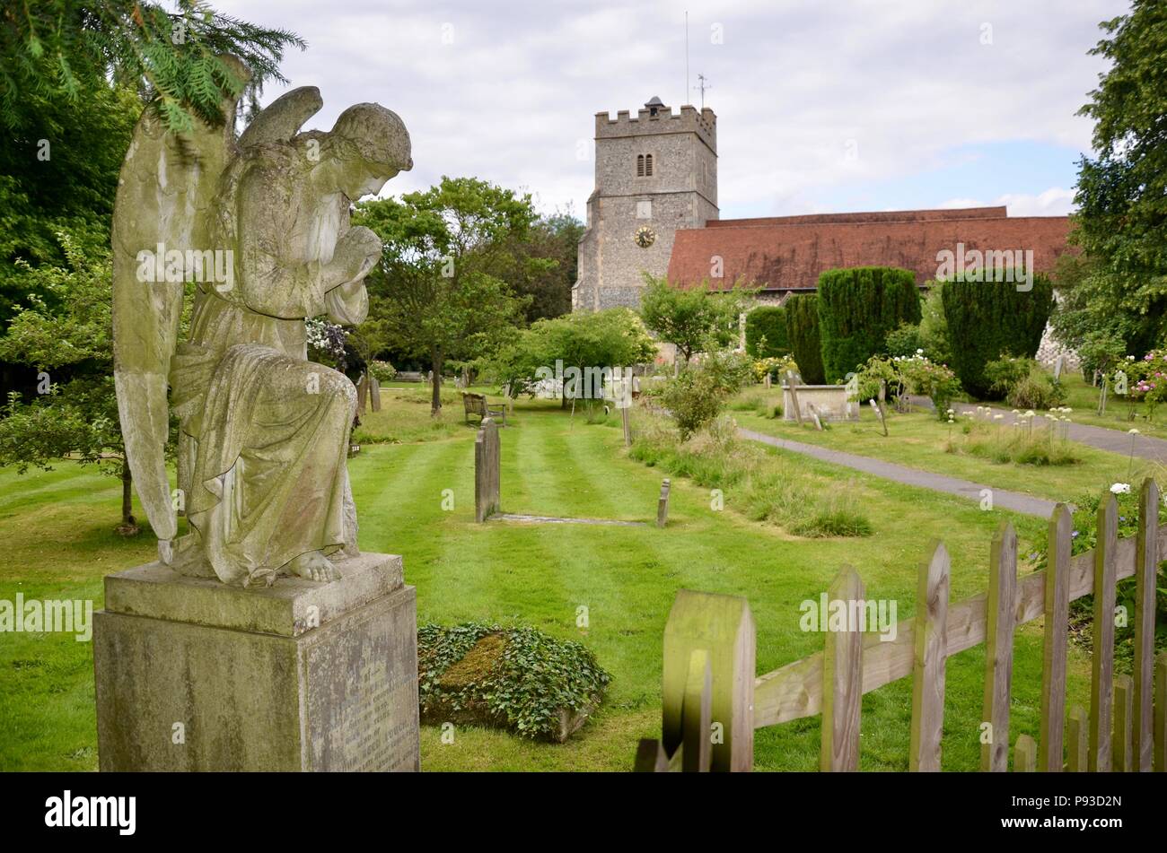 Churchyard of Holy Trinity Church and angel memorial, Cookham ...