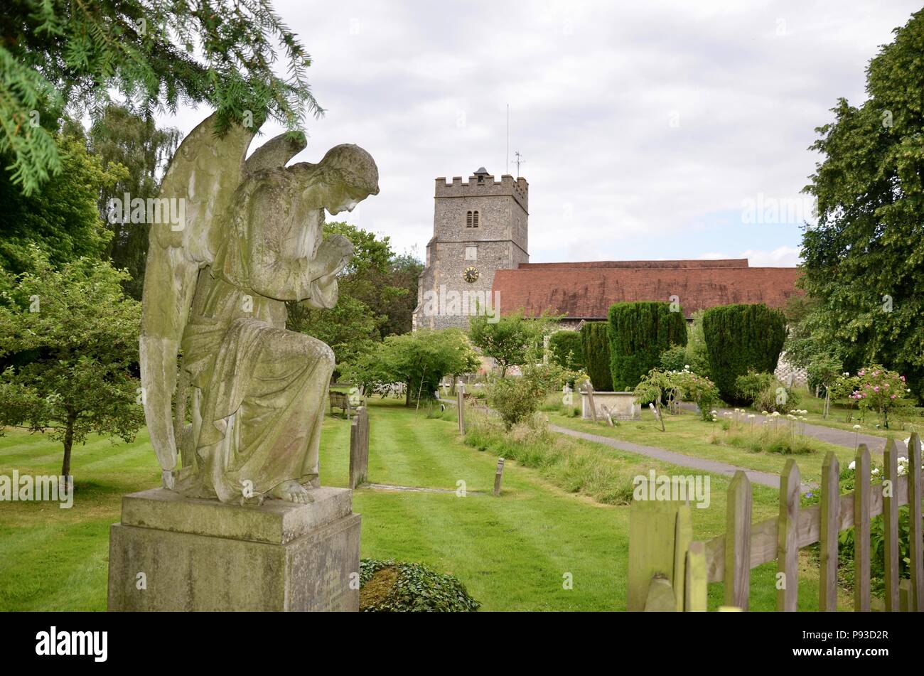 Churchyard of Holy Trinity Church and angel memorial, Cookham ...