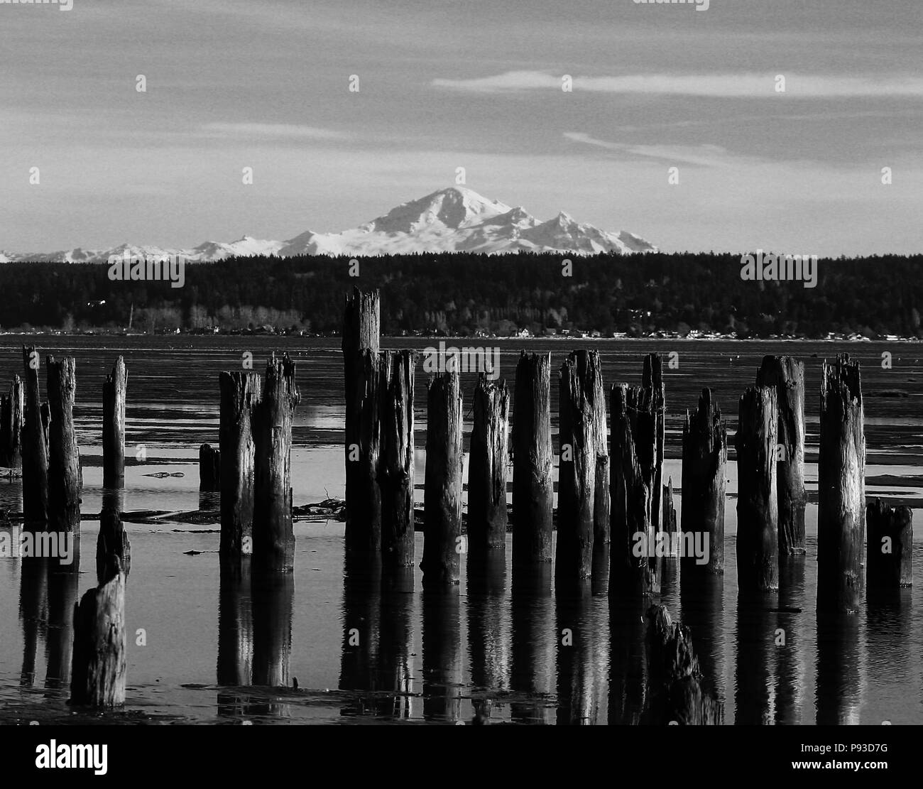 Snow capped black mountain Black and White Stock Photos & Images - Alamy