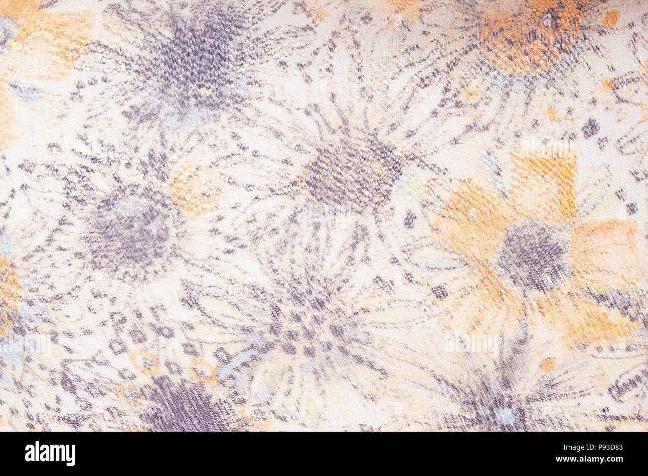 Silk chiffon texture with orange floral pattern print Stock Photo - Alamy