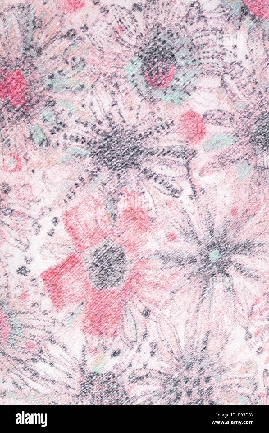 Silk chiffon texture with red floral pattern print Stock Photo - Alamy