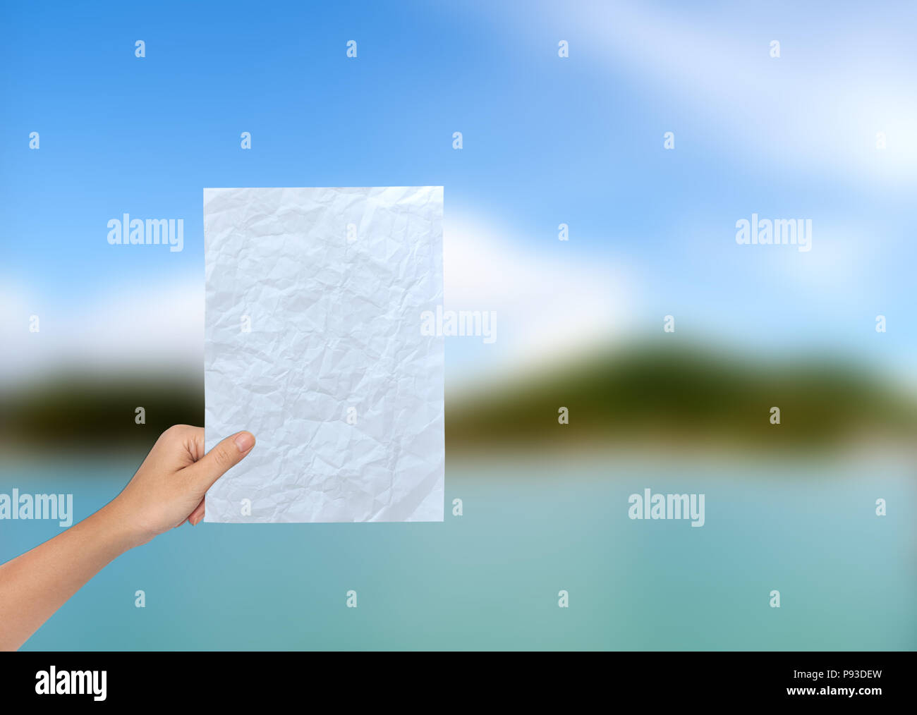 Hand of Female Holding a Blank paper Stock Photo - Alamy