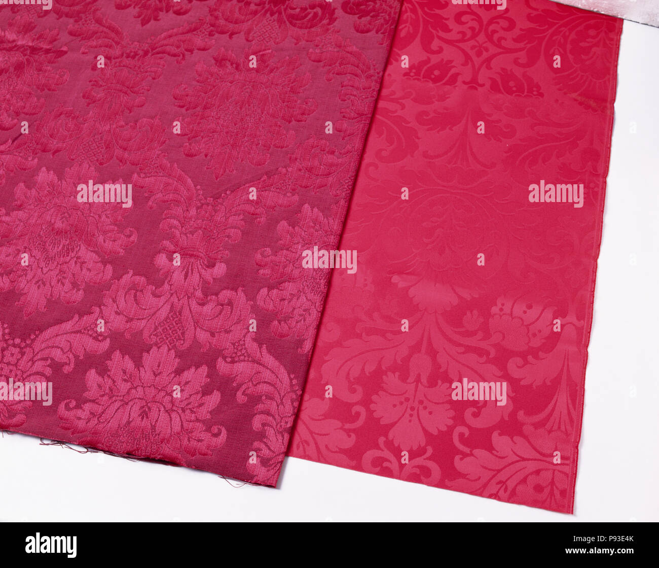 Close-up of red and pink silk damask fabric Stock Photo - Alamy