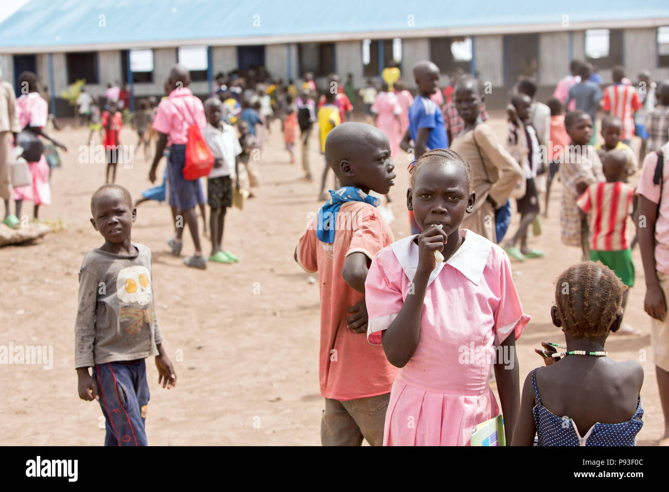 Kakuma, Kenya - Young students at a schoolyard in Kakuma refugee camp ...