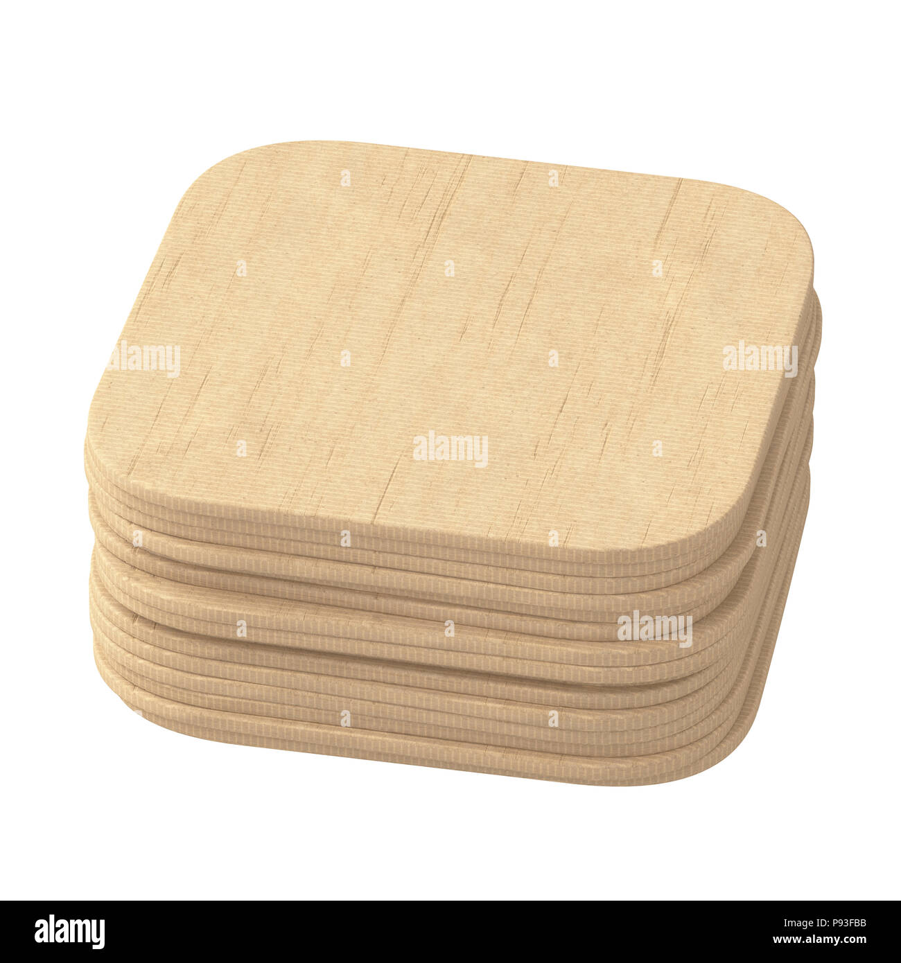 Stack of square cardboard coasters. Isolated on white background ...