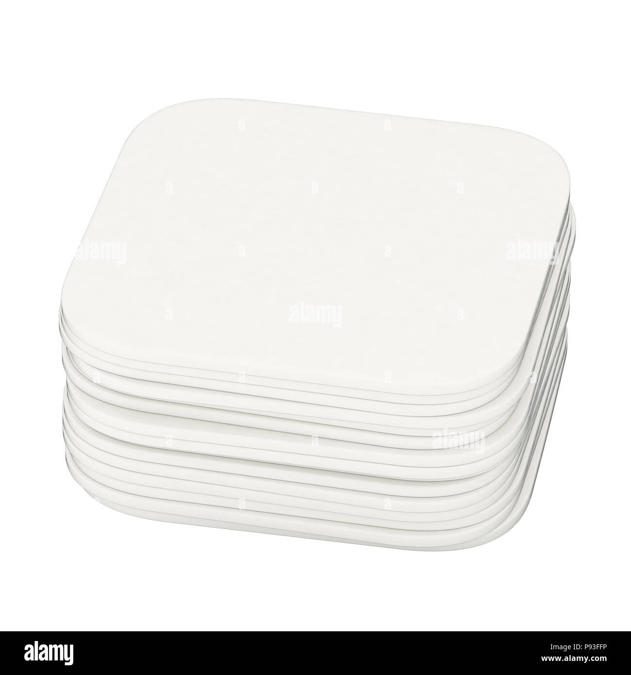 White square coasters. Isolated on white background. Include clipping ...