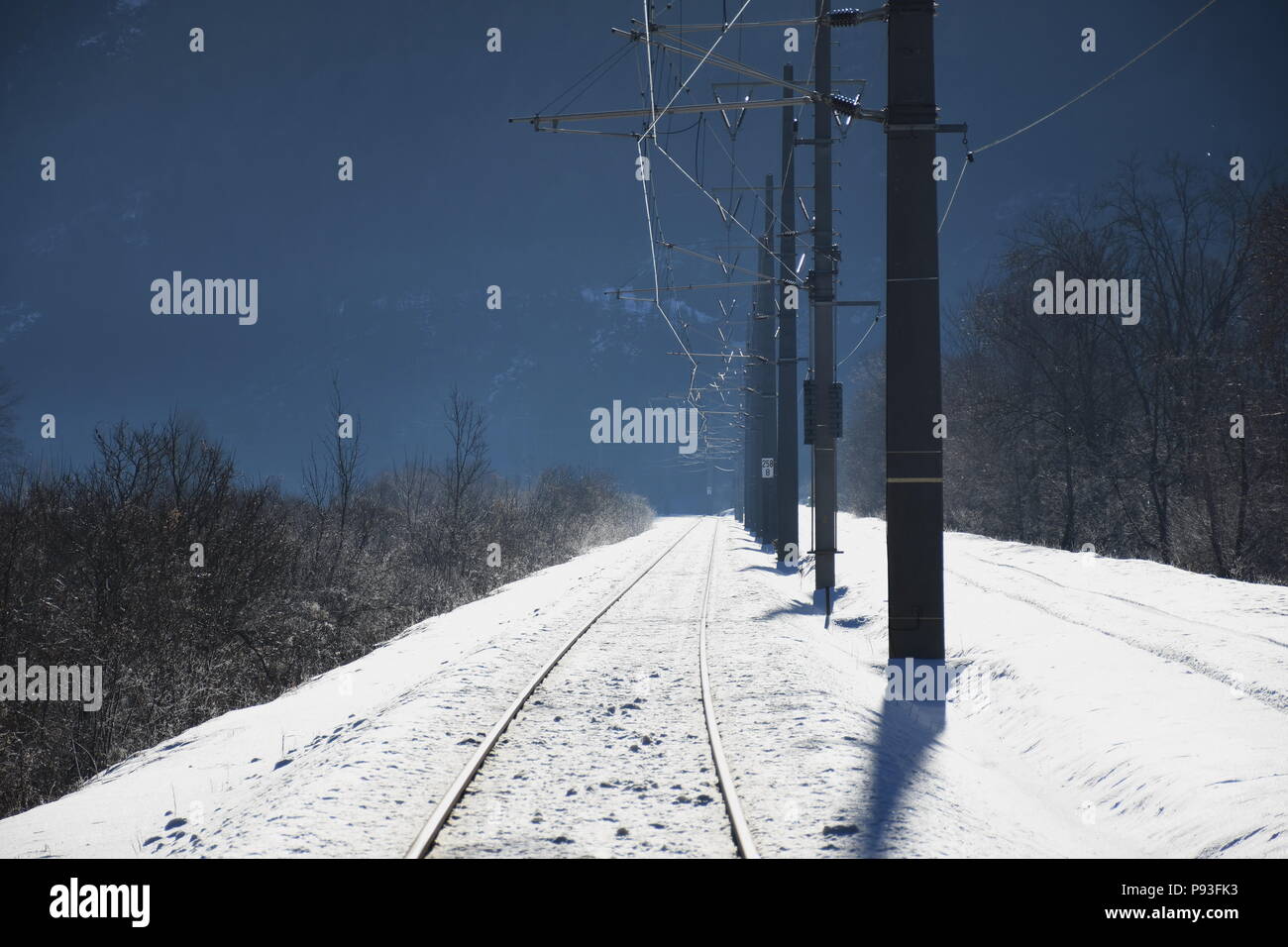 Eisenbahn, Pustertalbahn, Eisenbahn, Winter, Gleis, Schiene, Einspurig ...