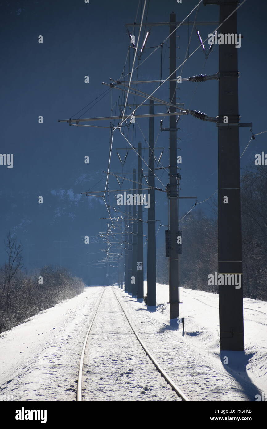 Eisenbahn, Pustertalbahn, Eisenbahn, Winter, Gleis, Schiene, Einspurig ...
