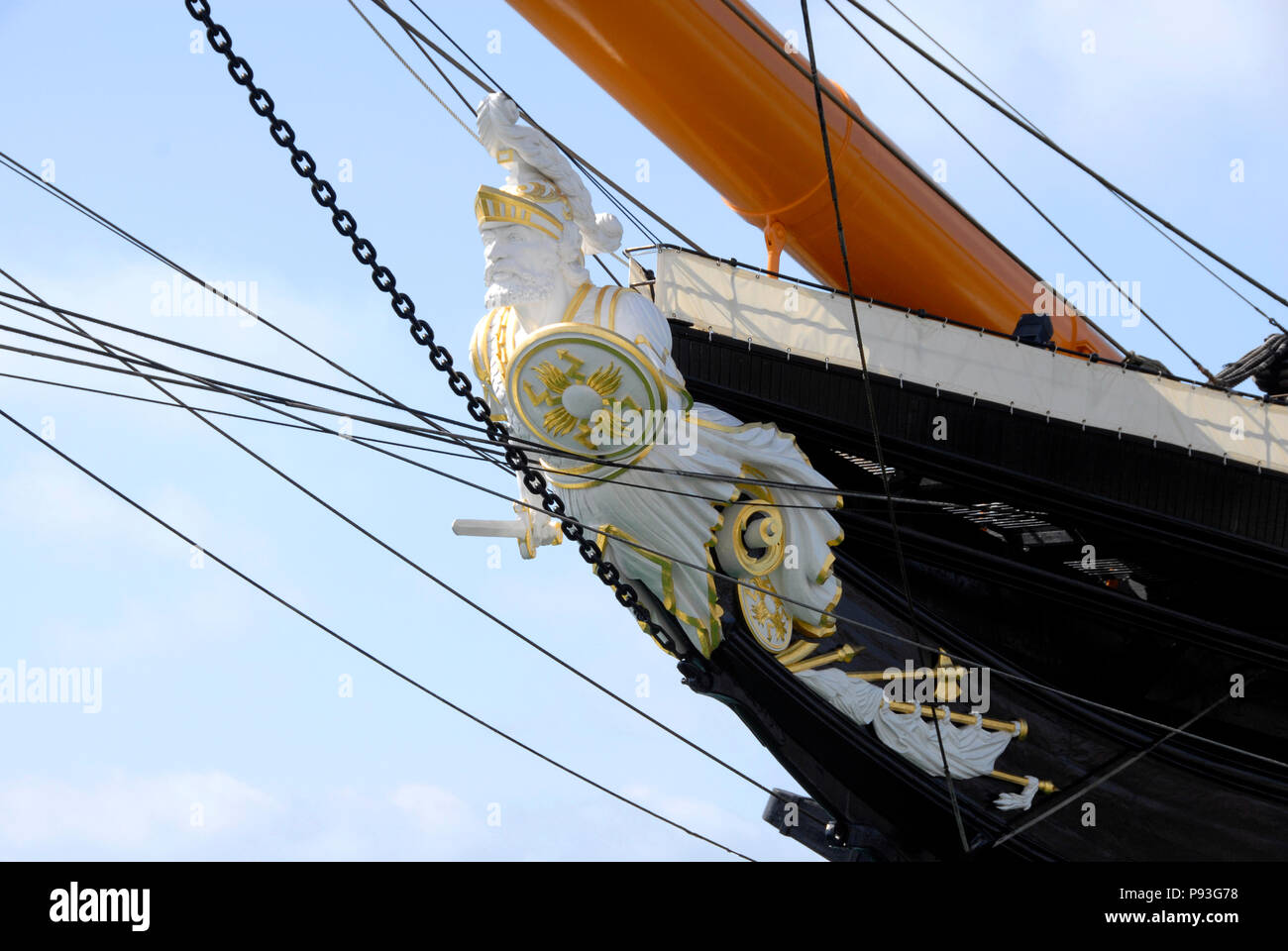 Figurehead on HMS Warrior, Portsmouth, Hampshire, England Stock Photo ...