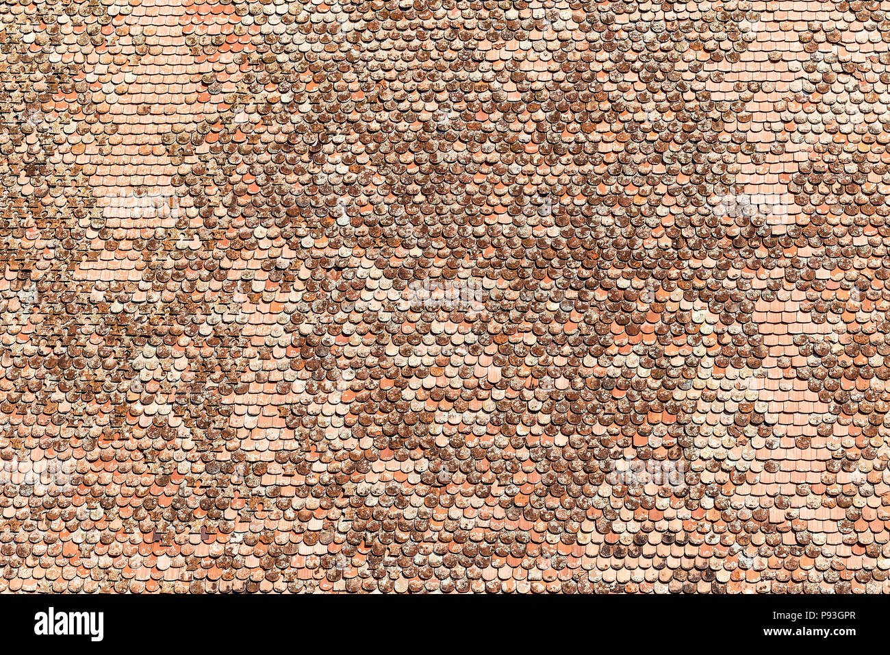 Old and ruined roof. Texture of a roof with old roof tiles Stock Photo ...