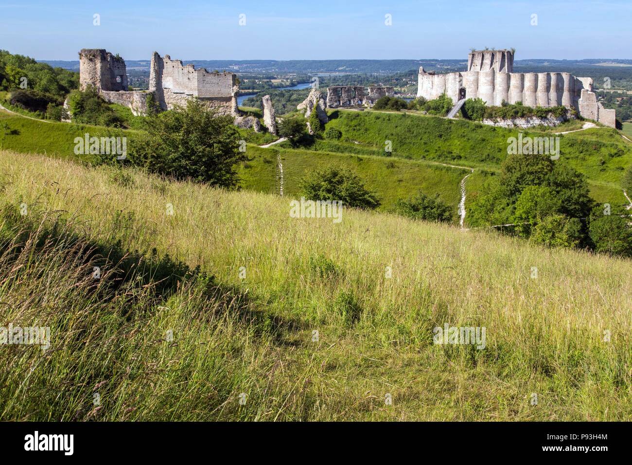 MEDIEVAL CASTLE OF CHATEAU GAILLARD, ILLUSTRATION OF THE EURE, NORMANDY ...
