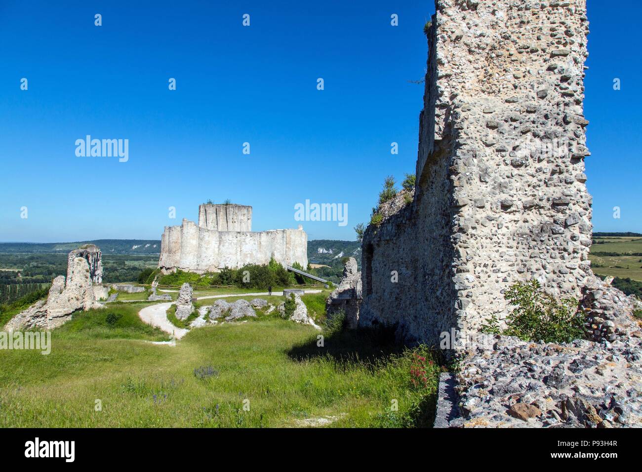 MEDIEVAL CASTLE OF CHATEAU GAILLARD, ILLUSTRATION OF THE EURE, UPPER ...
