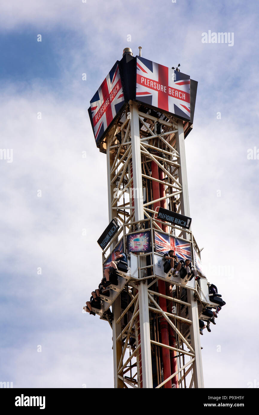 UK, England, Lancashire, Blackpool, Pleasure Beach, Ice Blast ride ...