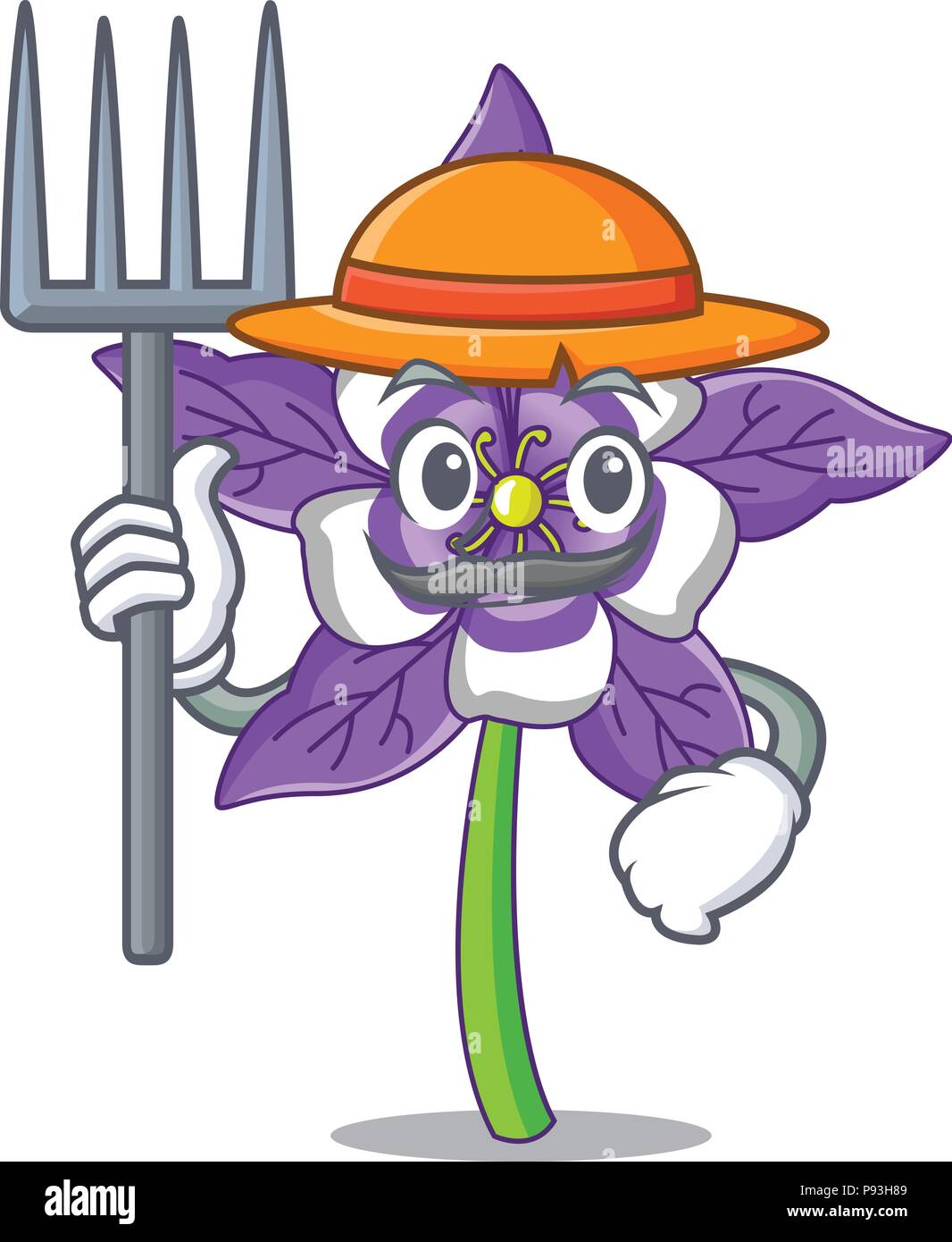 Farmer columbine flower character cartoon Stock Vector Image & Art - Alamy