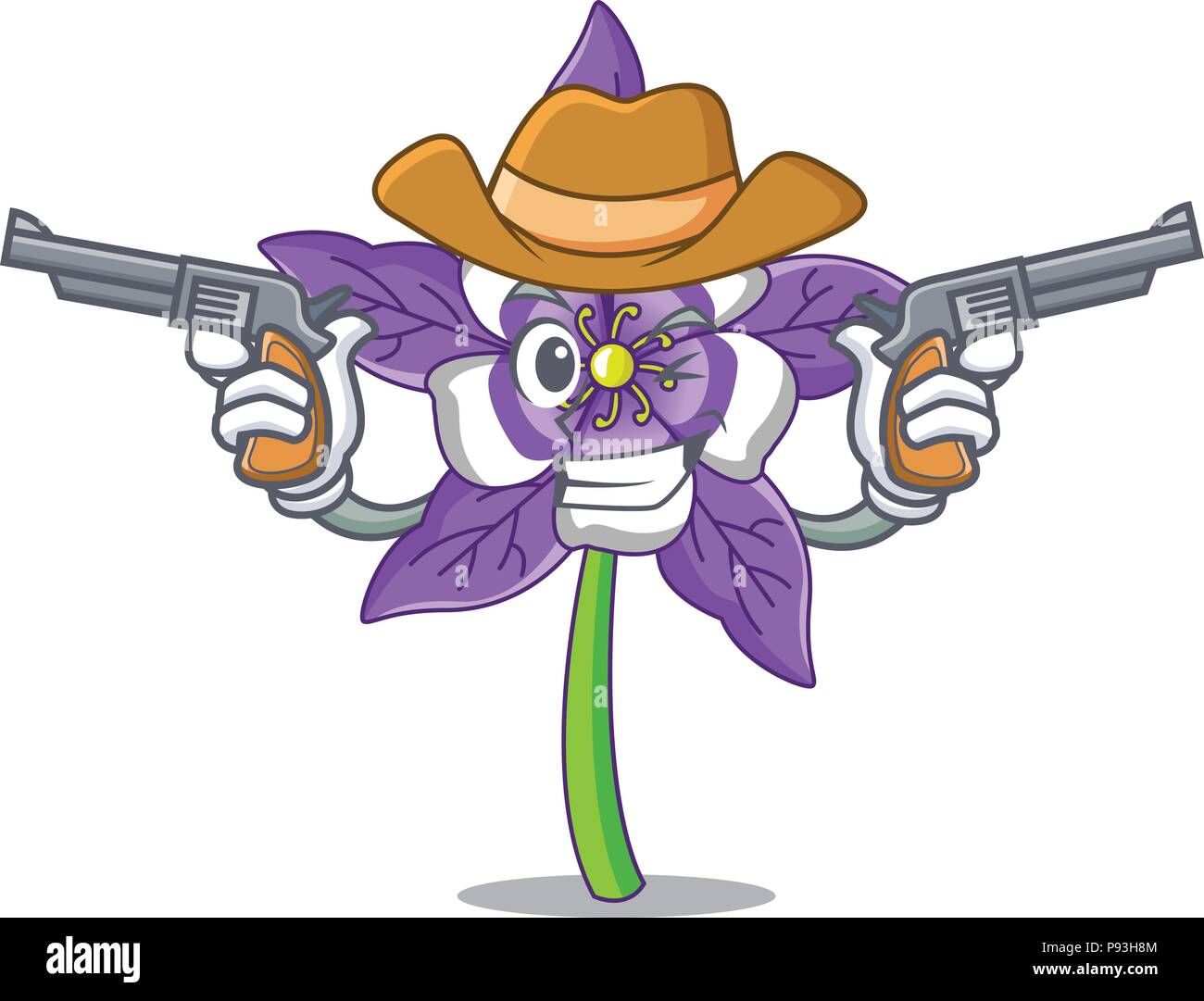 Cowboy columbine flower character cartoon Stock Vector Image & Art - Alamy
