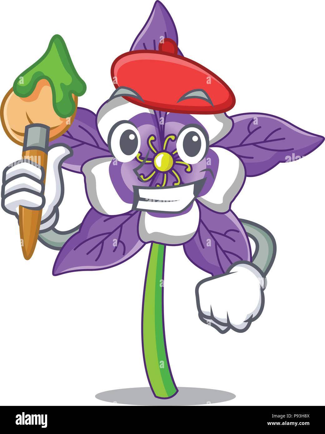 Artist columbine flower character cartoon Stock Vector Image & Art - Alamy