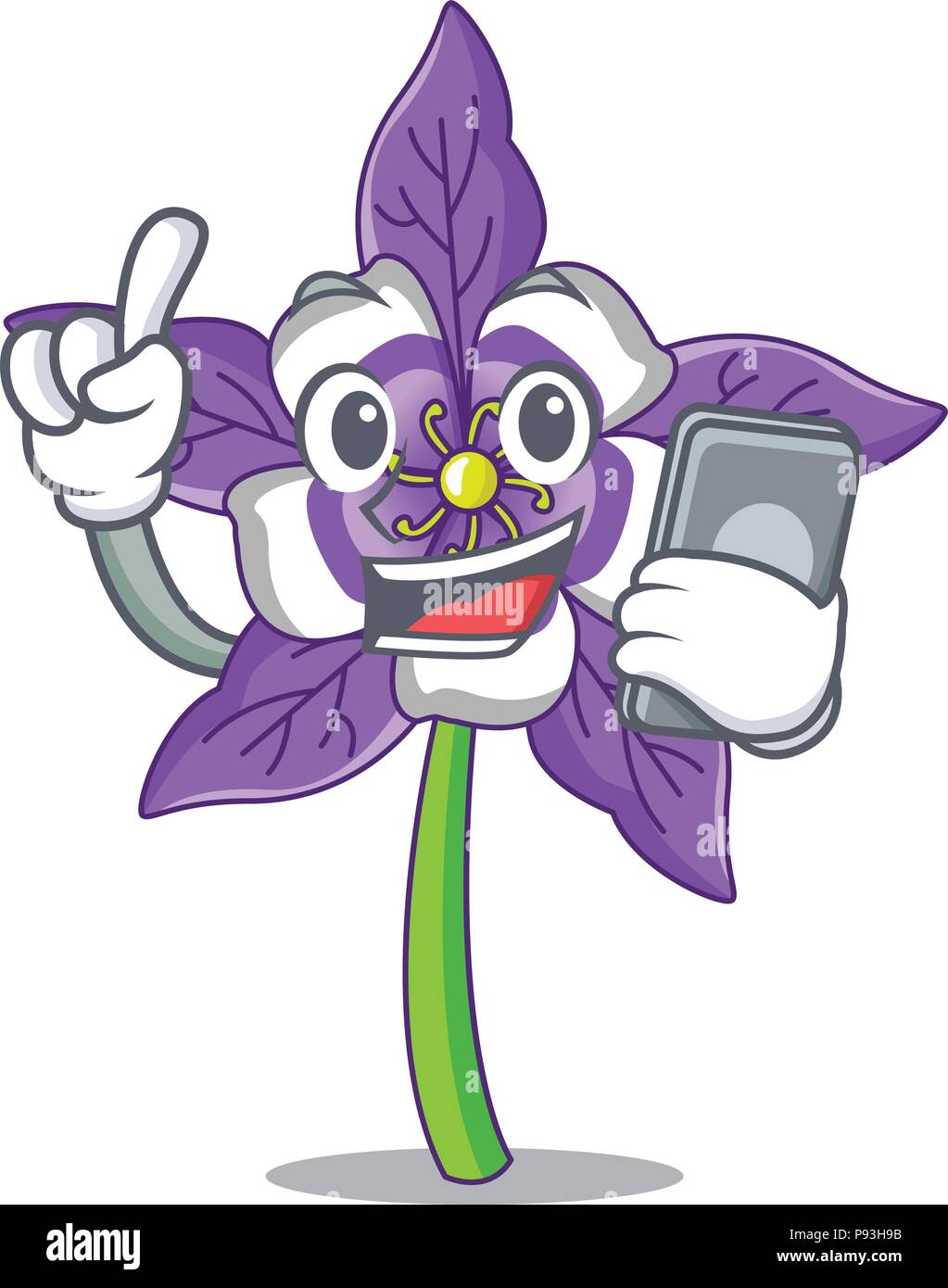 With phone columbine flower character cartoon Stock Vector Image & Art ...