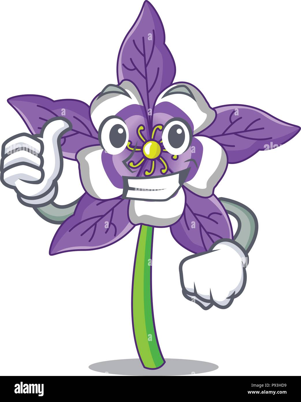 Thumbs up columbine flower character cartoon Stock Vector Image & Art ...