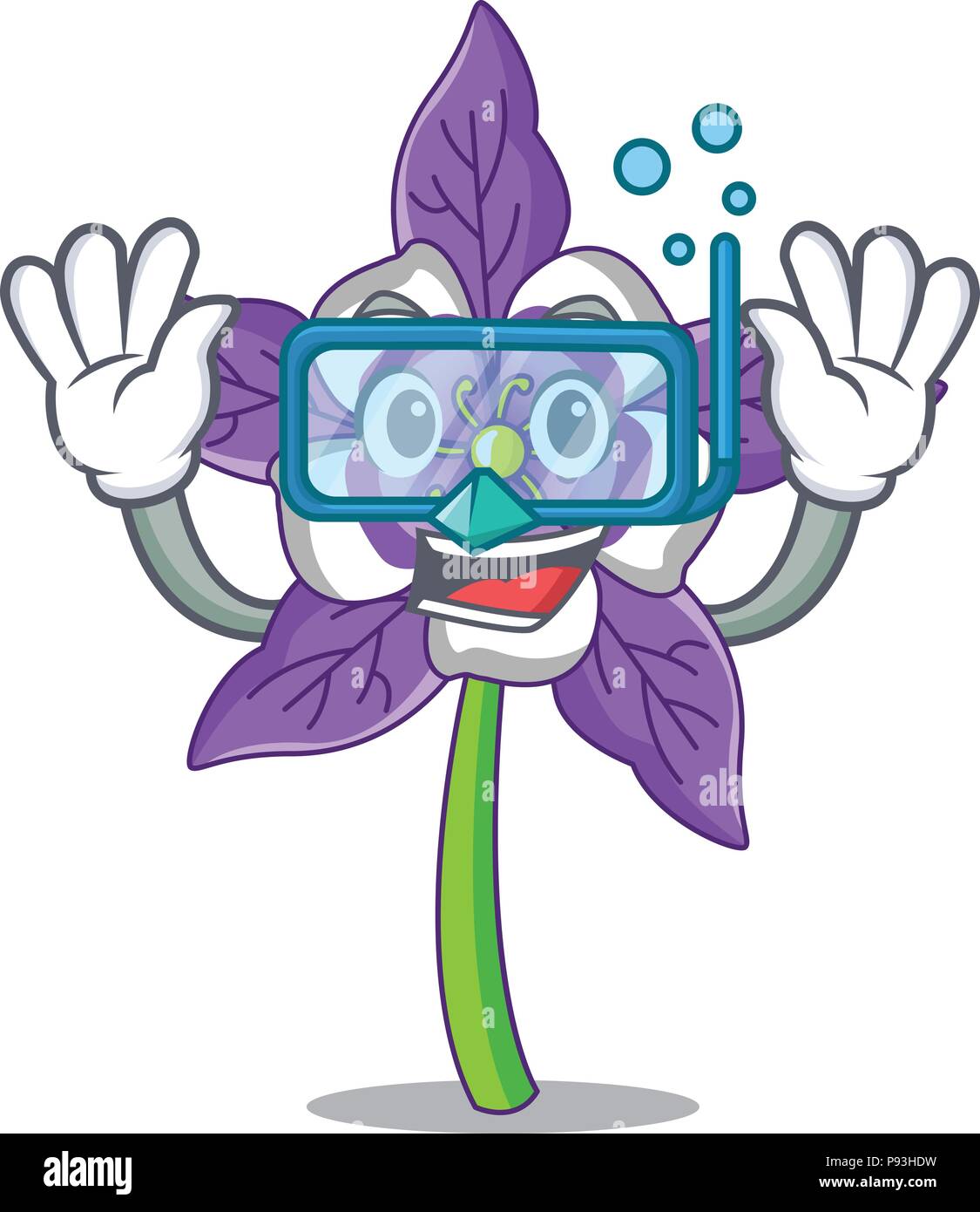 Diving columbine flower character cartoon Stock Vector Image & Art - Alamy