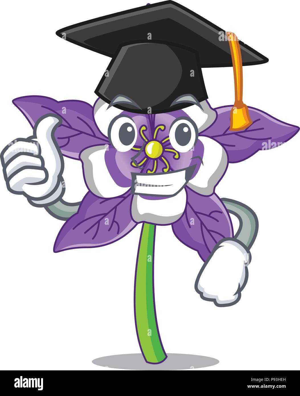 Graduation columbine flower character cartoon Stock Vector Image & Art ...