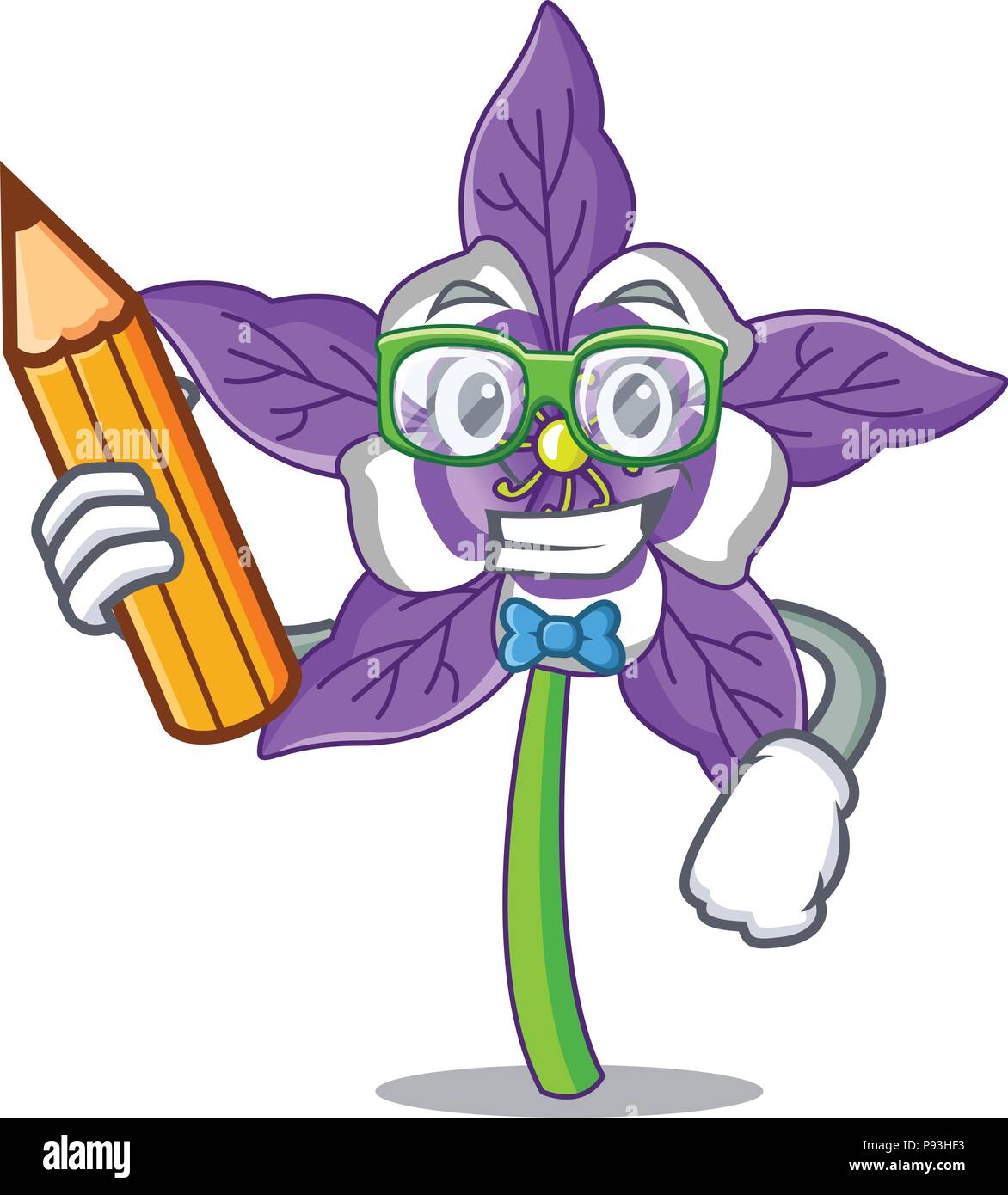 Student columbine flower character cartoon Stock Vector Image & Art - Alamy