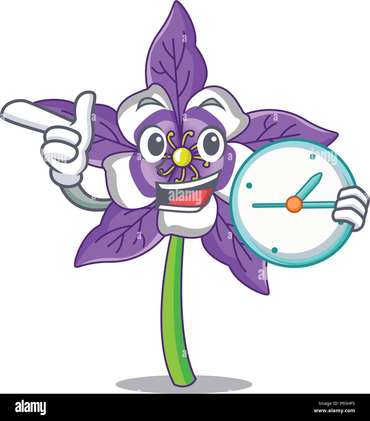 With clock columbine flower character cartoon Stock Vector Image & Art ...